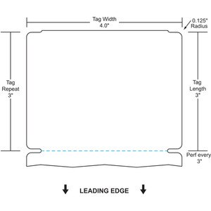 4" x 3" Perforated Thermal Transfer Tags, Fanfold (4,000 Tags) - Double ...