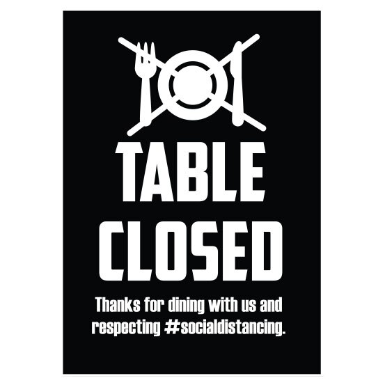 5" x 7" Black "Table Closed" Signs For Social Distancing ...