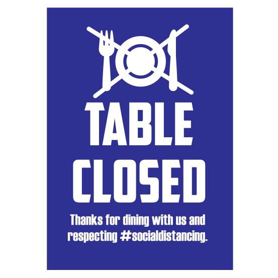 5" x 7" Blue "Table Closed" Signs For Social Distancing, Repositionable ...