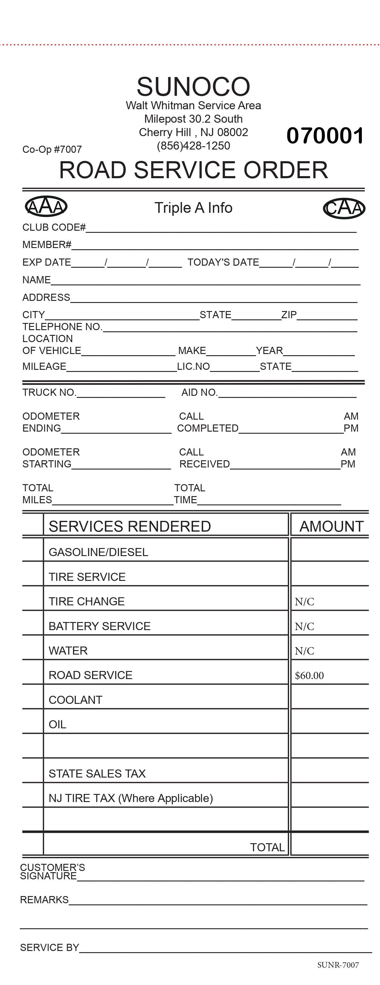Sunoco 10 1/2" x 4.5" 3 Ply Road Service Slips (500 Slips)