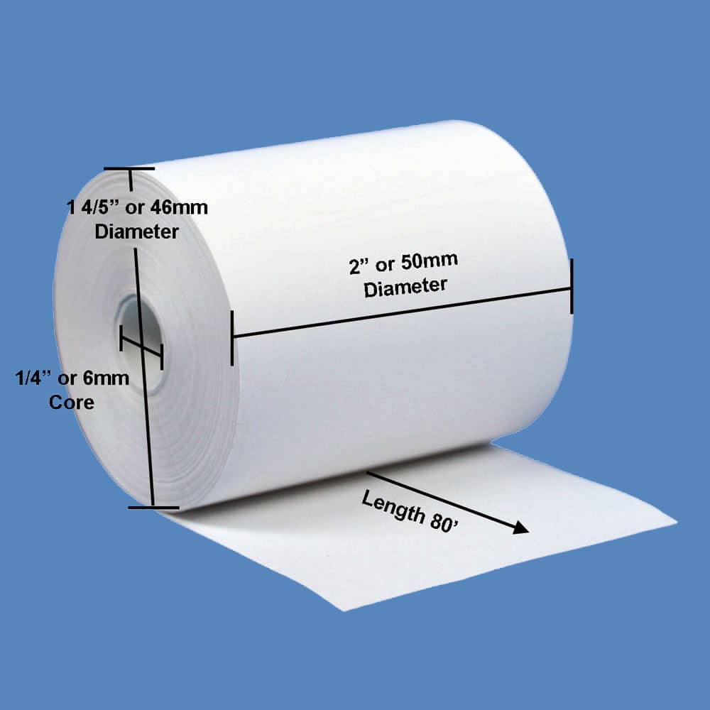Zebra MZ220 2.4mil Heavyweight Thermal Paper Roll - 2" x 80' (36 Rolls)